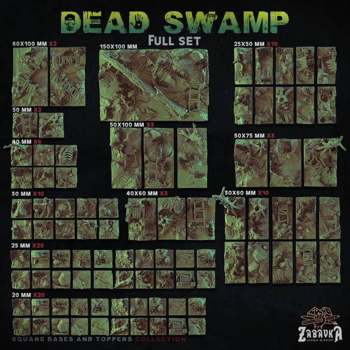 3D Printable Dead Swamp [Square] - Bases and Toppers (Full Set) by ...